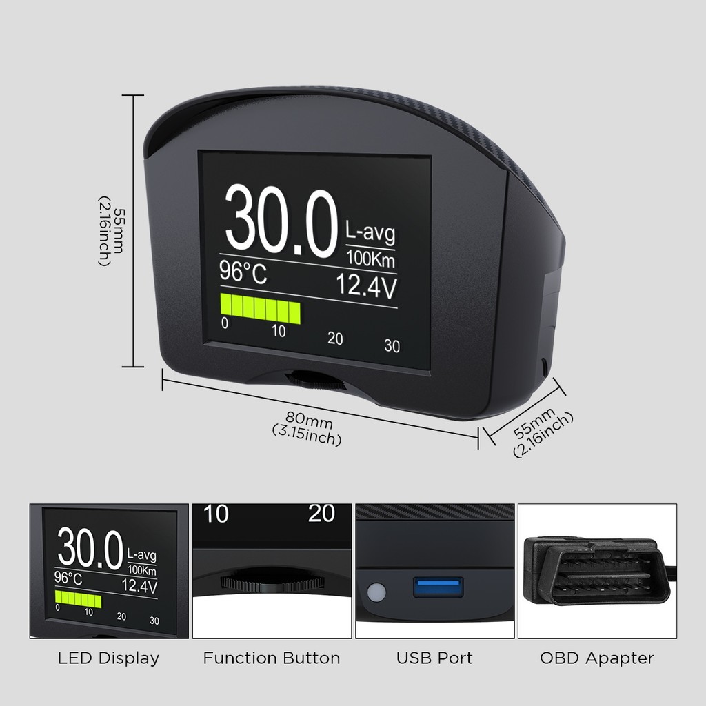 Autool X50Plus รถ OBD II HUD Meter Digital Water Temperature Monitor ...