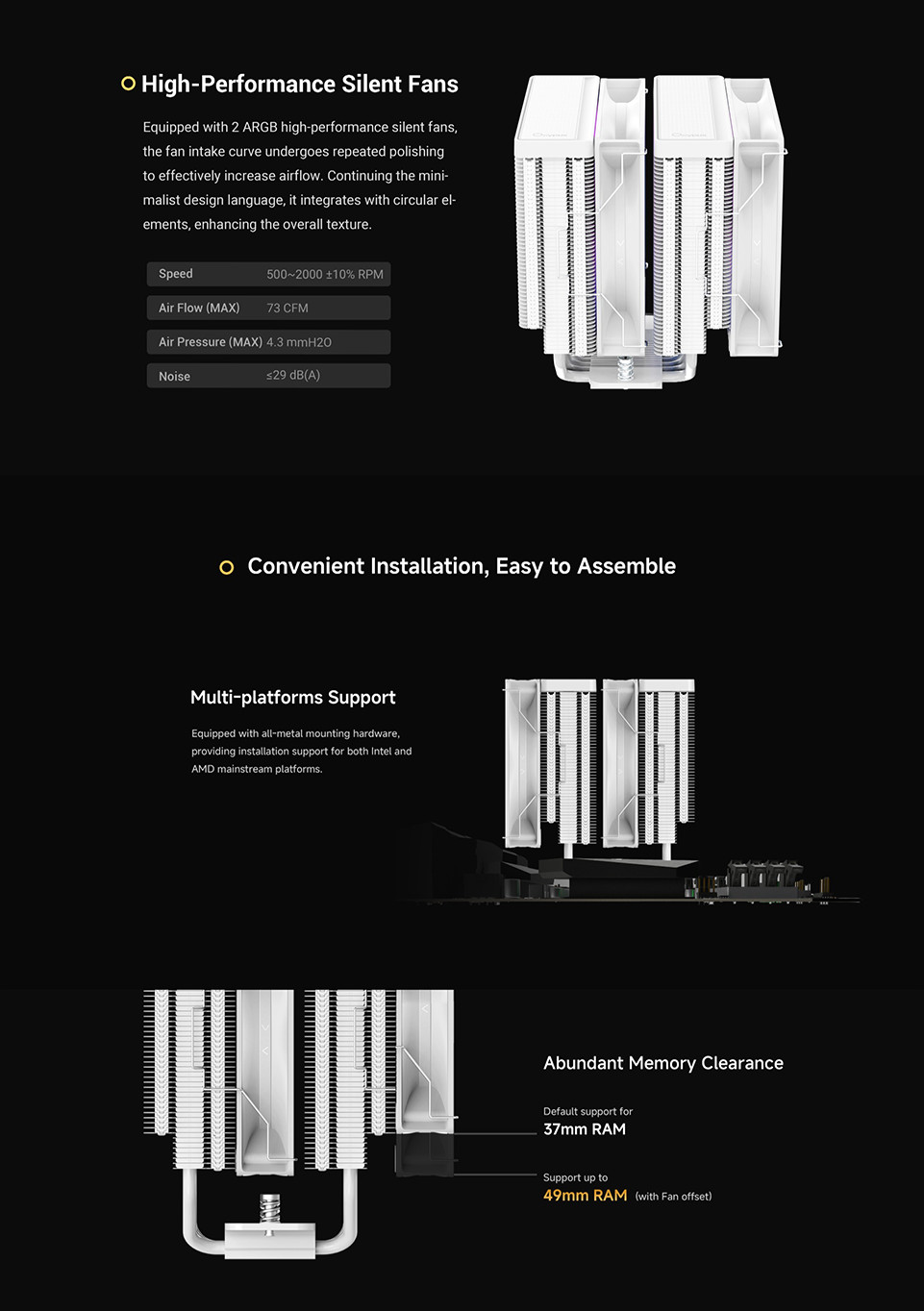 OCYPUS DELTA A62 BLACK / WHITE ARGB (CPU AIR COOLER / ชุดลมความร้อน ...