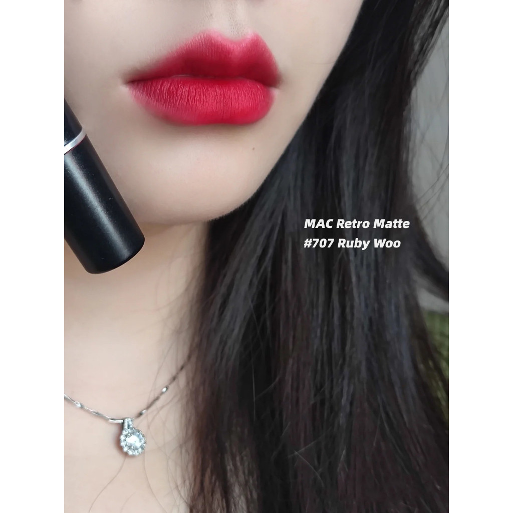,,M.A.C Retro Matte Lipstick #707 สี Ruby Woo ลิปสติก mac พร้อมกล่องและ ...