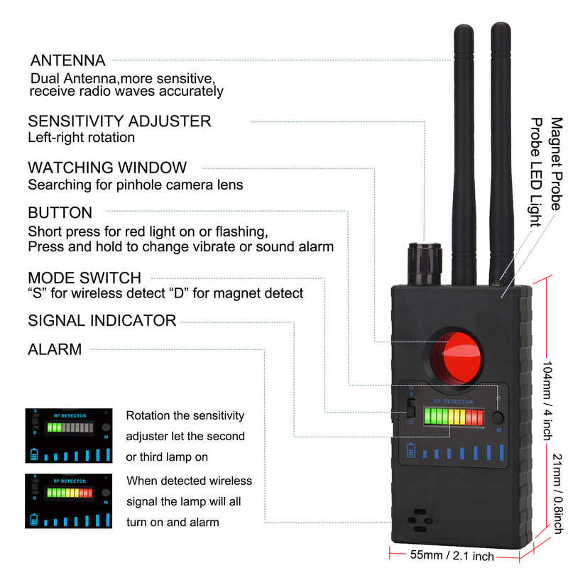 Spy Anti Camera Detection การตรวจจับสัญญาณ RF แบบไร้สาย GSM GPS ...