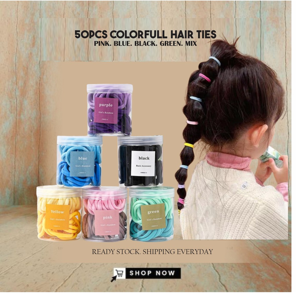 Dc Simple Solid สีสันเด็ก Ponytail hairtail Ties ยางรัดยืดหยุ่นสูง Pita ...