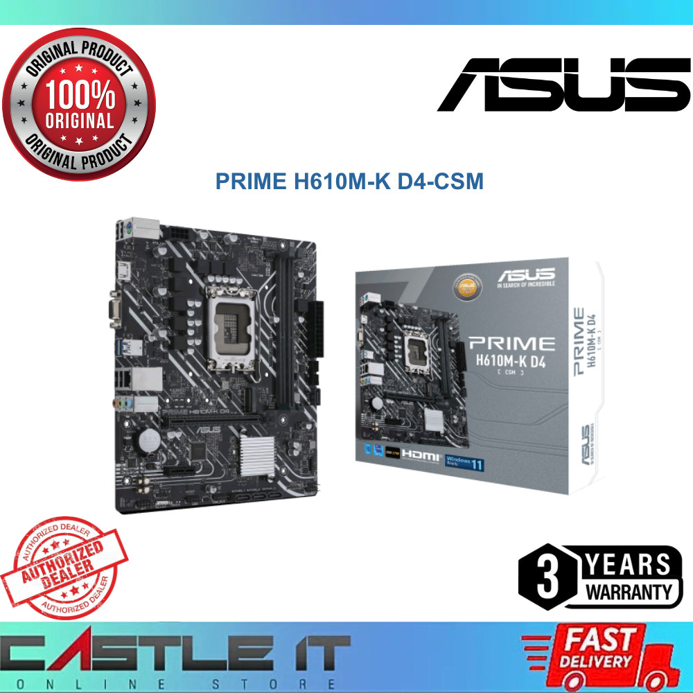 Asus PRIME H610M-K D4-CSM เมนบอร์ดสําหรับ LGA1700 Intel 12th 13th 14th Gen | Shopee Thailand