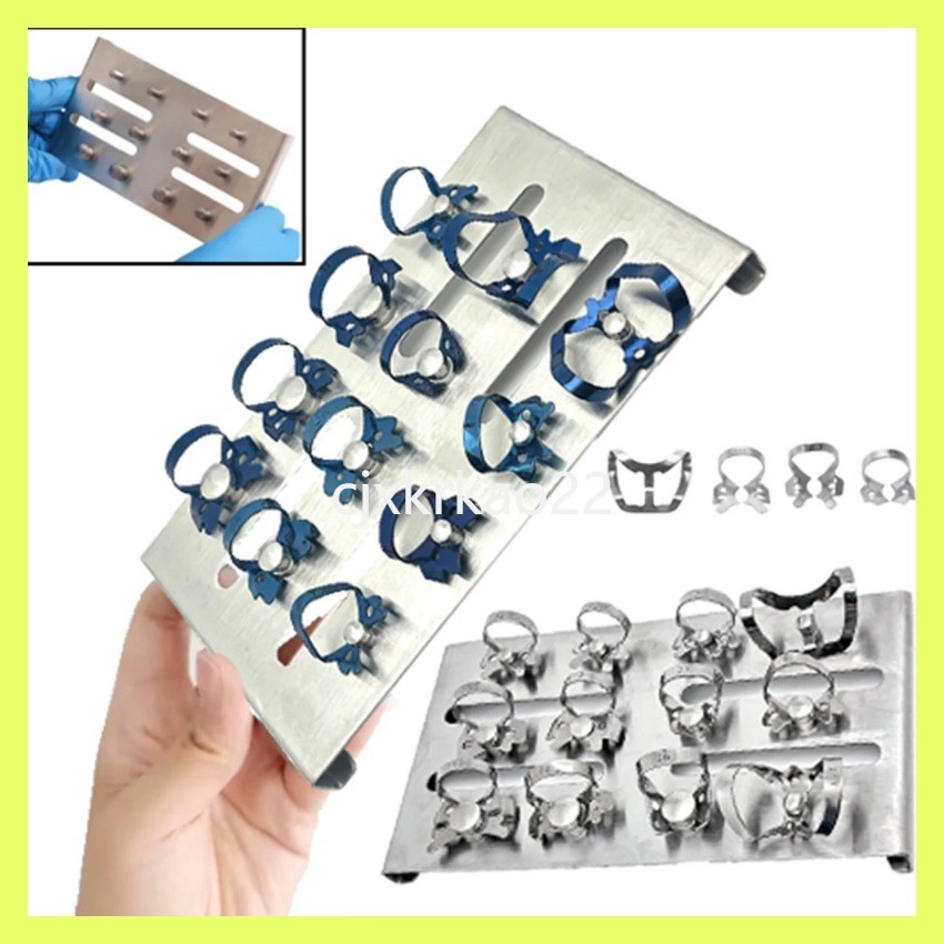 aa 12 Pcs Dental Rubber Dam Clamps With Holding Tray Stainless Steel ...