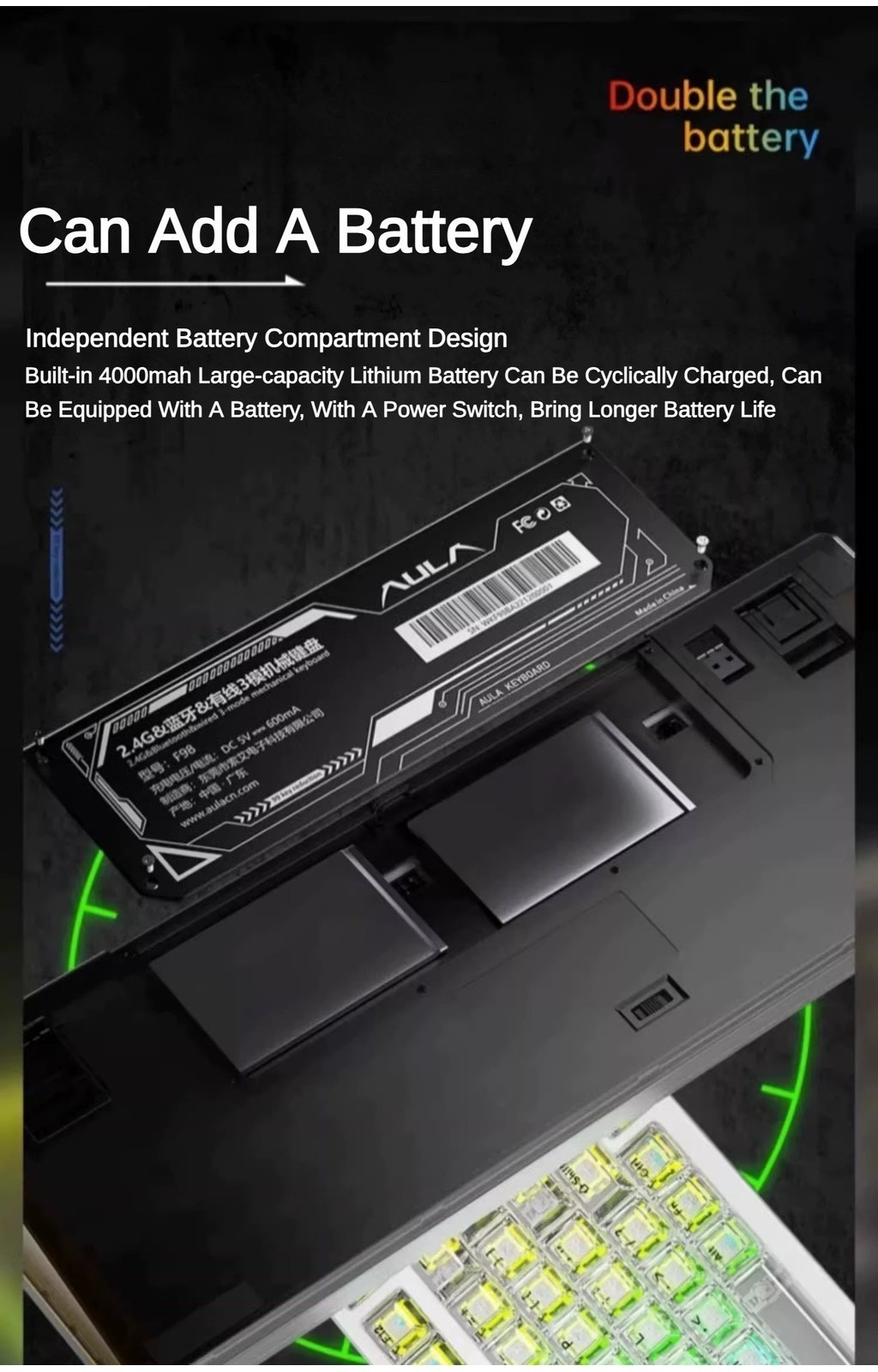 Aula F98Pro V2 สามโหมด 2.4G ไร้สายบลูทูธไร้สายที่กําหนดเอง Hot Swap คีย์บอร์ดแบบกลไก South LED ...