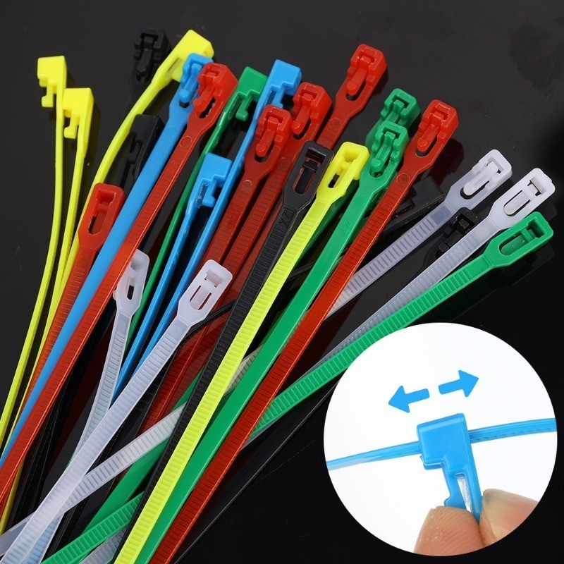 300 ชิ้นที่มีสีสัน Releasable ไนลอน Binding Straps - Self-locking ...