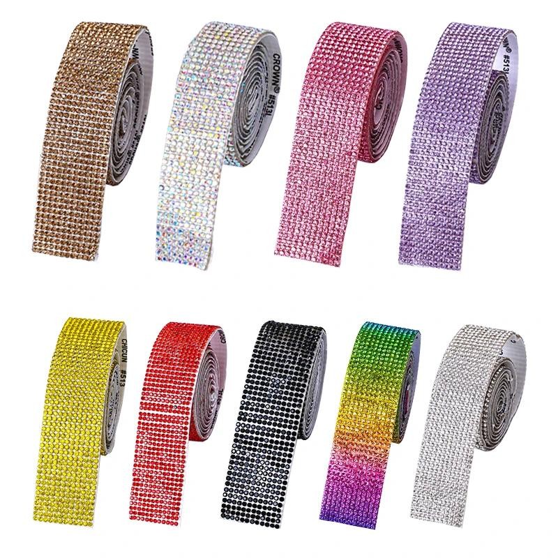 หลายแถวคริสตัล Rhinestone Trim Self กาวม้วน Rhinestone Strip สําหรับ ...