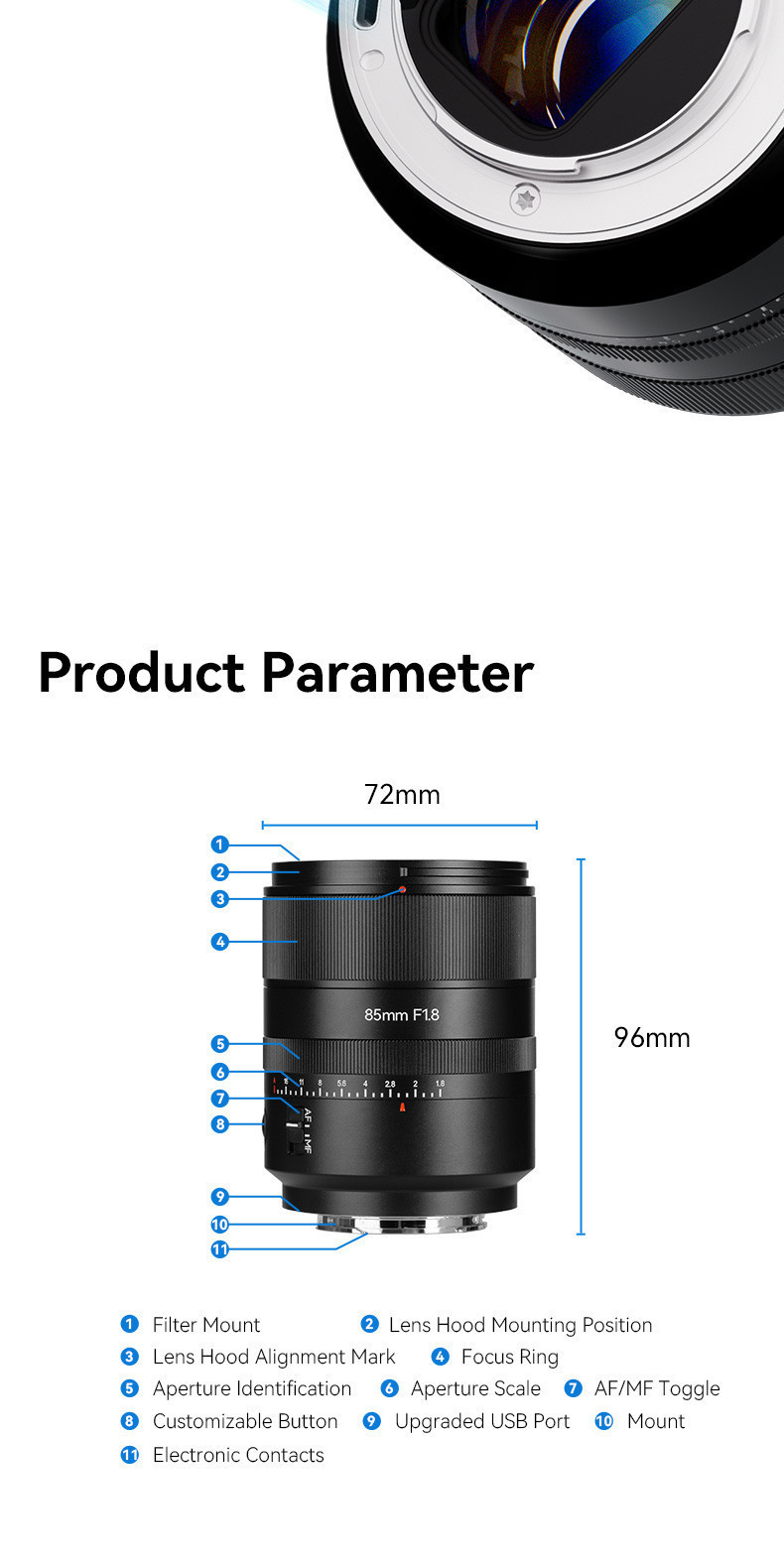 7artisans 85mm F1.8 Full Frame AF Auto Focus รูรับแสงขนาดใหญ่ STM Prime เลนส์สําหรับ Sony E ...