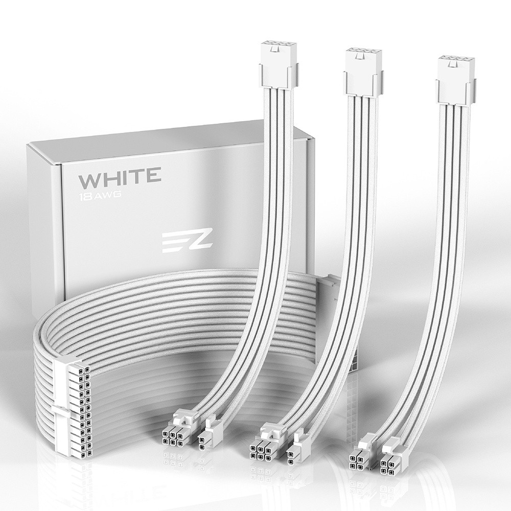 Ezdiy-fab PSU Cable Extension Sleeved, GPU PC Power Supply ไนลอนอ่อนถัก ...