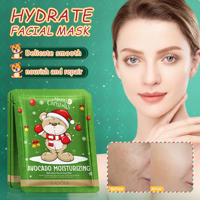 Rorec SADOER Avocado Moisturizing Merry Christmas Multi-Effect Nourish Facial Mask (1 ชิ้น ...