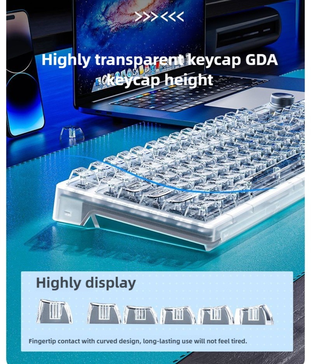 AULA F98 Pro Tri Mode คีย์บอร์ดไร้สายพร้อมจอแสดงผล RGB Hot-Swappable ที่กําหนดเองคีย์บอร์ดเกม ...