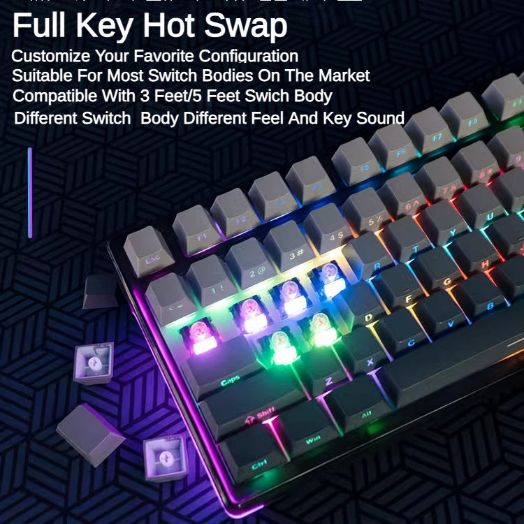 Aula F98Pro V2 สามโหมด 2.4G ไร้สายบลูทูธไร้สายที่กําหนดเอง Hot Swap คีย์บอร์ดแบบกลไก South LED ...