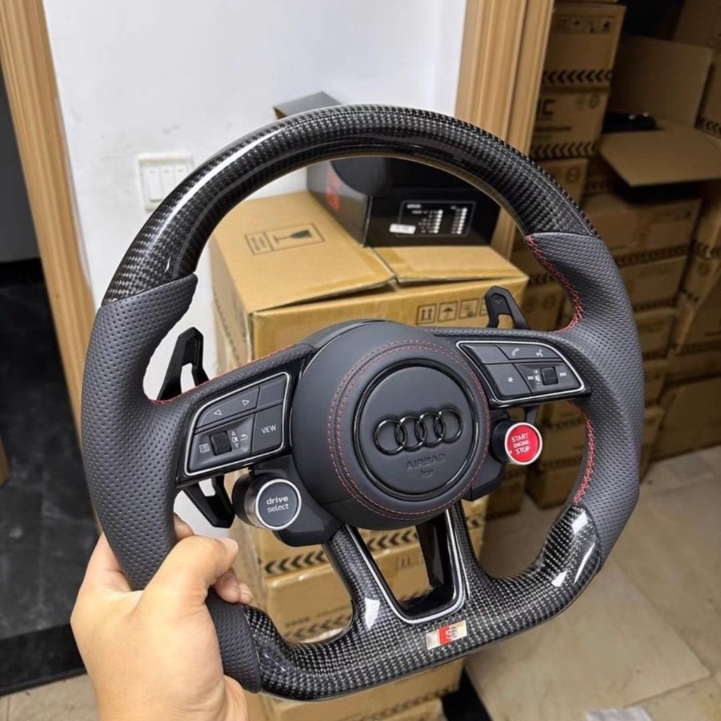 เหมาะสำหรับ Audi A3 A5 A7 A4L A6L Q3 Q5L Q5L Q7 A1RS3S4TT การปรับพวงมาลัยคาร์บอนไฟเบอร์คาร์บอน ...