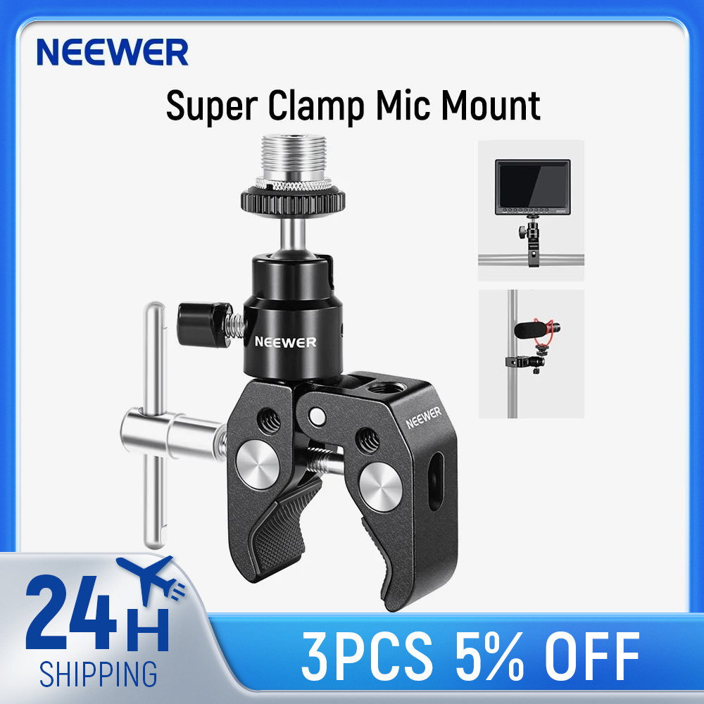 Neewer Crab Clamp Articulated Mini Ball Head, Super Clamp Mic Mount ...