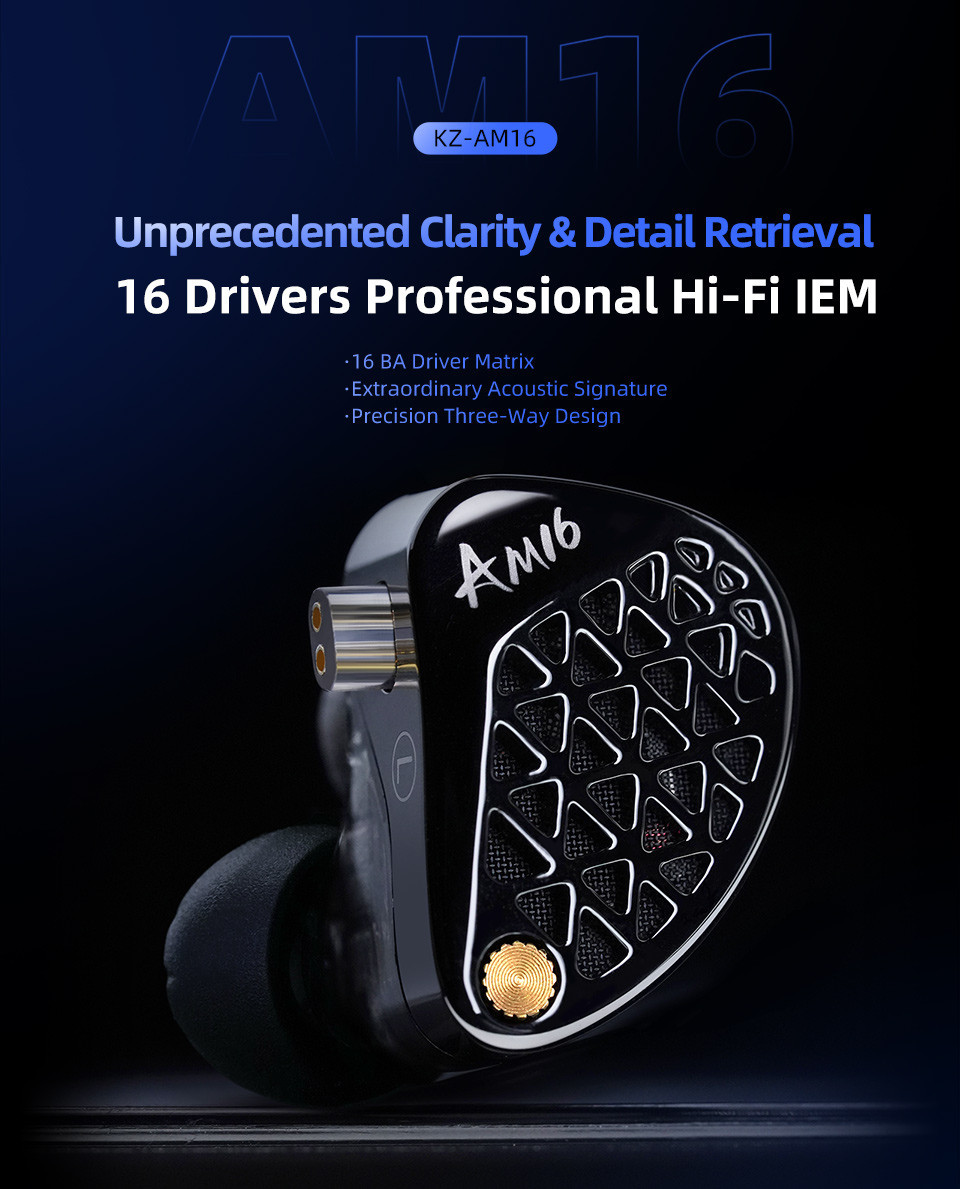 KZ AM16 หูฟังแบบมีสาย 16 ไดร์เวอร์ Balanced Armature Hi-Res In-Ear HIFI ...