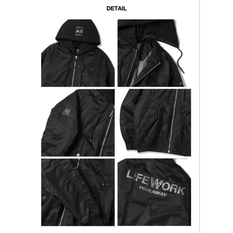 ♞,♘ แจ็กเก็ตกันหนาว lifework jacket สีดำ mnm | Shopee Thailand