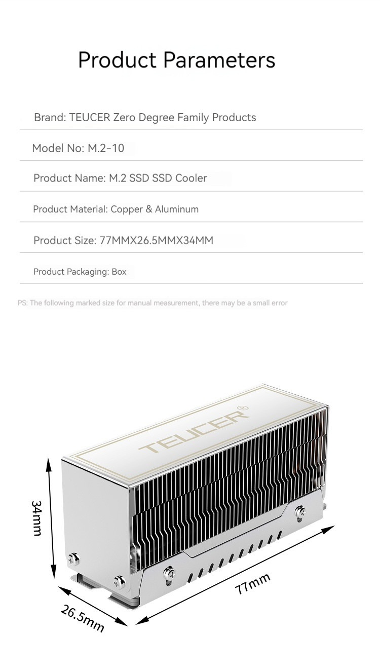 Teucer M2-10 Dual ท่อความร้อนฮีทซิงค์ M.2 2280 NVMe SSD Cooler พร้อม ...