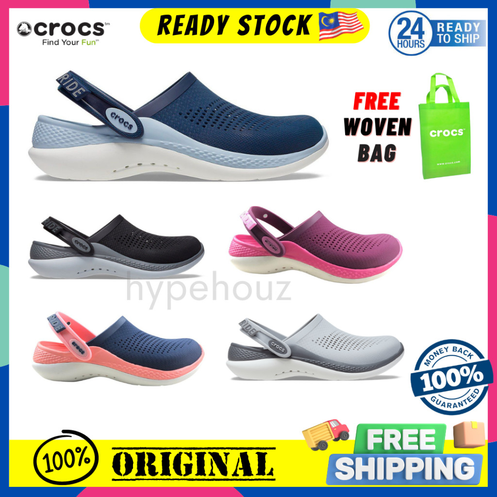 ในสต็อก New Arrival Crocs Literide 360 Clog Men and Women Sandal Outdoor Slip-On Slipper (ฟรีทอ ...