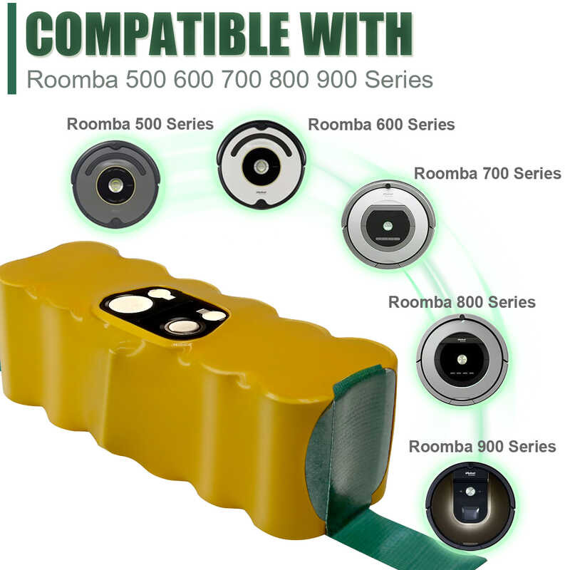 Δ 5000Mah Irobot Roomba 500 600 700 900 ซีรี่ส์ 14.4 โวลต์ 620 650 770 ...