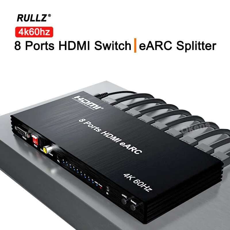4K 60Hz 8 พอร์ต HDMI EARC Audio Extractor 1 in 8 Out 1x8 EARC Audio ...