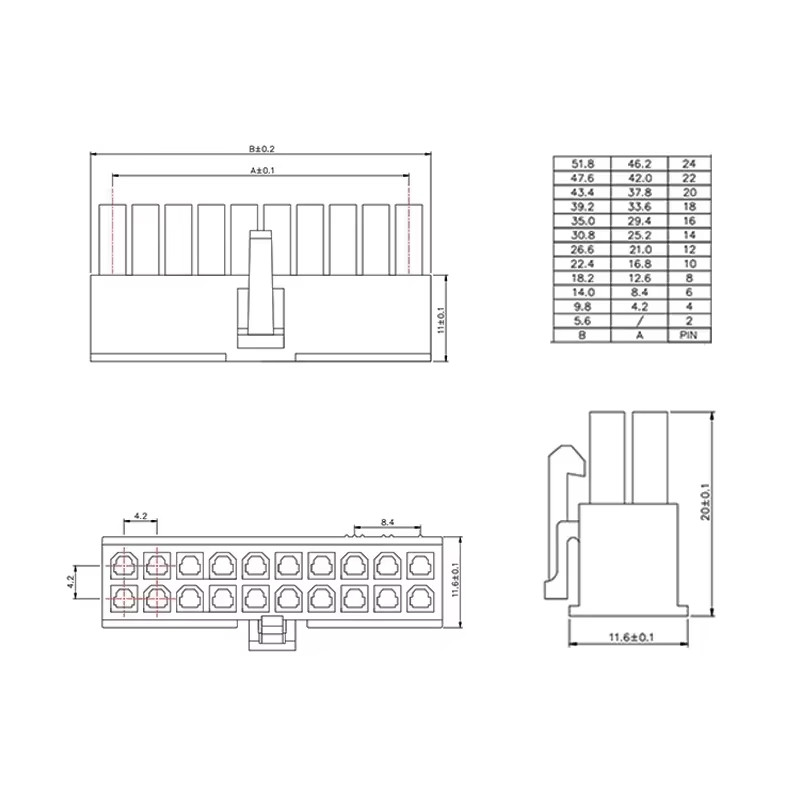 5557 Connector 4.2 มม.ระยะห่าง 2/4/6/8/10/12/14/16/18P/20/22/24Pin สี ...