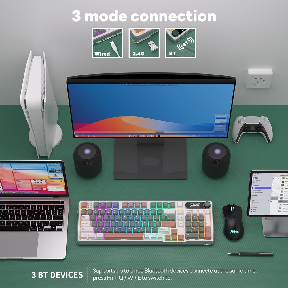 Rk Royal Kludge RK S98 Light Cloud 98 Key Tri-Mode RGB แบบมีสายบลูทูธ 2 ...