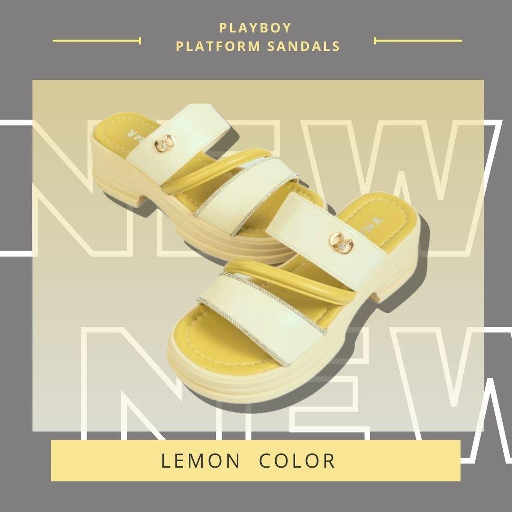 PLAYBOY รองเท้าแตะแพลตฟอร์ม รหัส ST-HS244C121 ดีไซน์ทรงแตะสูงแบบสวมสาย ...