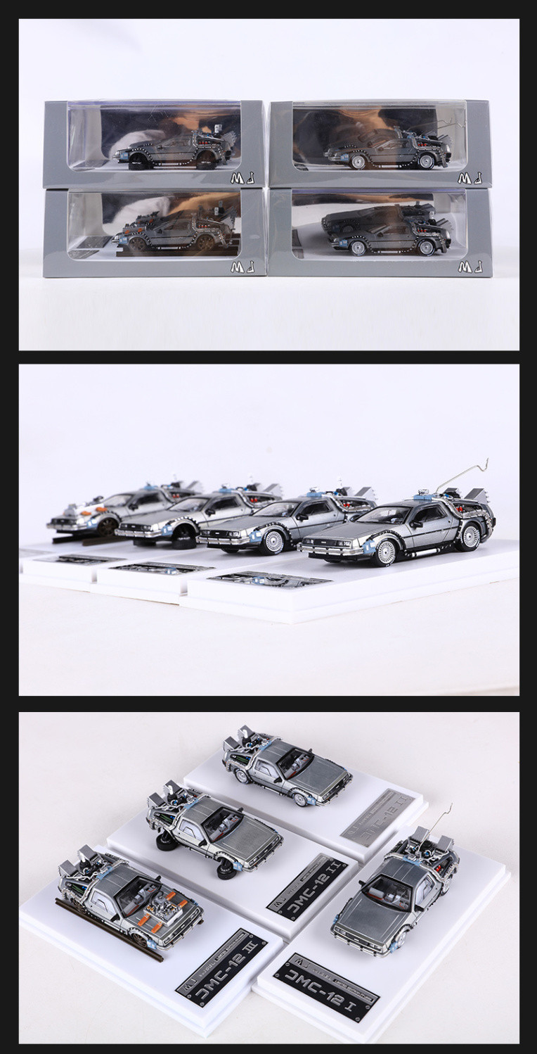 MJ 1:64กลับไปสู่อนาคตเครื่องเวลา DeLorean DMC-12จำลองโลหะผสมรถรุ่น eyuk ...