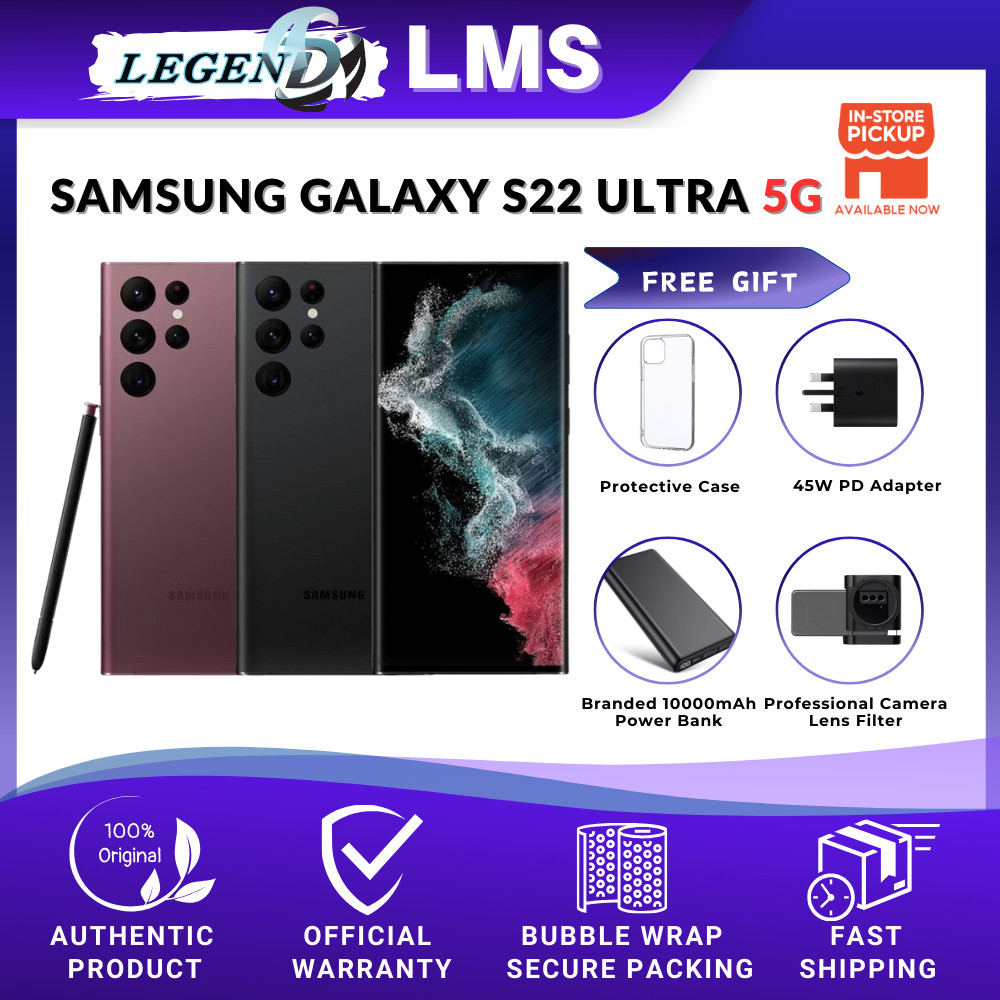 ในสต็อก Samsung Galaxy S22 Ultra 5G (12GB+256GB) สมาร์ทโฟนต้นฉบับ ...
