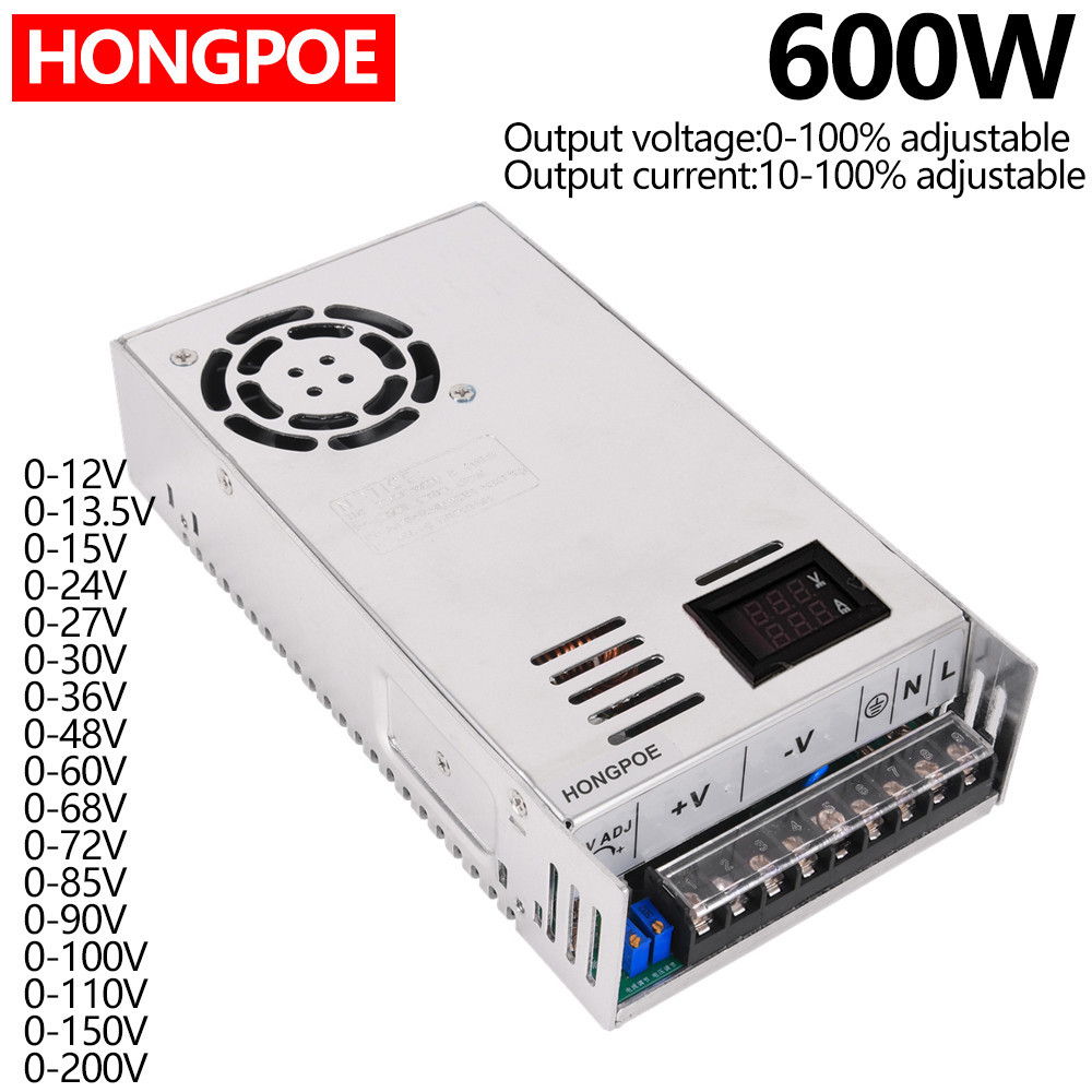 600W Switching Power Supply 0-12V 15V 24V 30V 48V 60V 72V 85V 90V 110V 150V 220V AC/DC เอาต์พุต ...
