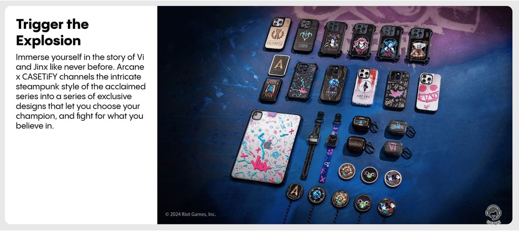 Casetify X Arcane Pink Smiley Face Case แม่เหล็กดูด Black & Sliver ...