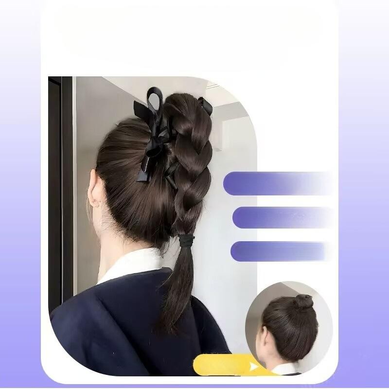 หญิงผมหางม้าสูง Bow Clasp Horsetail คว้าคลิปเพิ่มวิกผมธรรมชาติ Fluffy ...