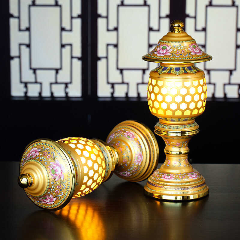 Lotus Led For Worship Enamel Color Tang Pattern God Of Wealth Fortune ...