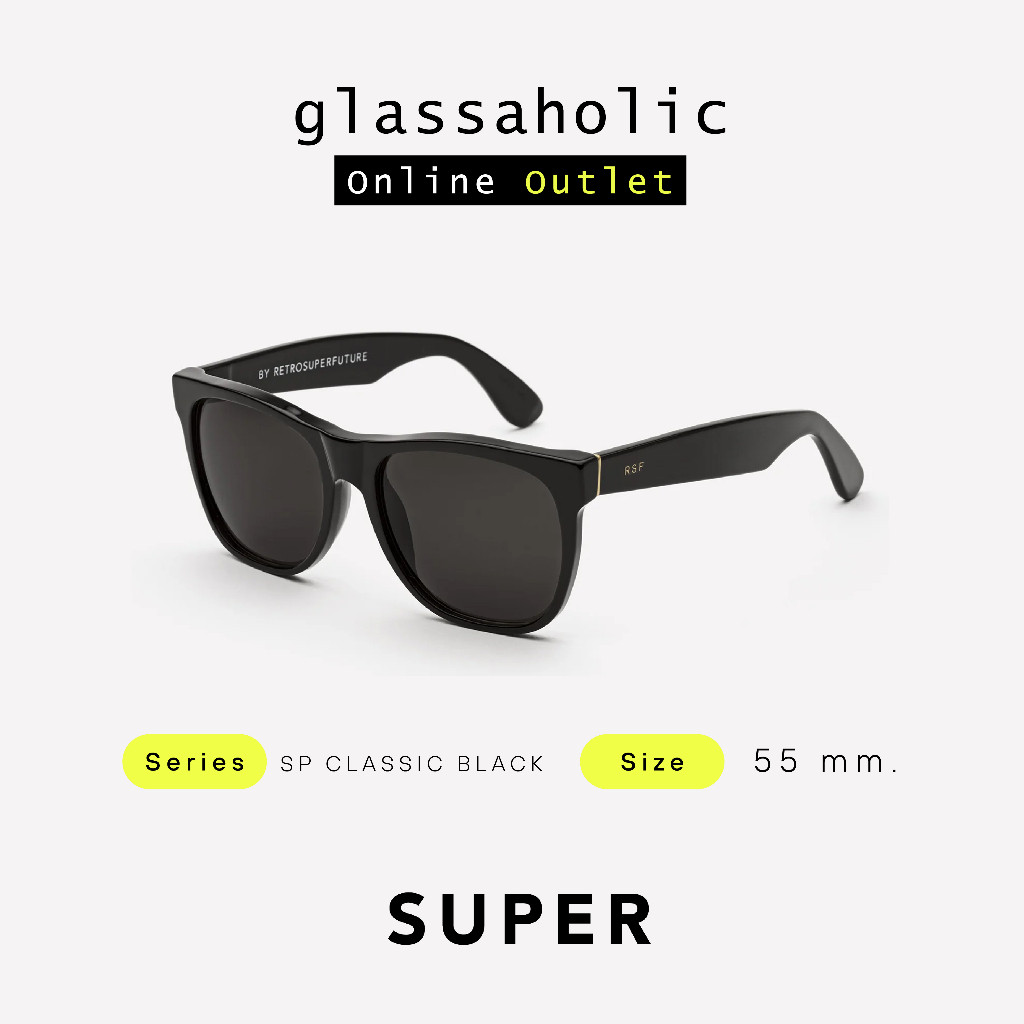 [ลดแรง] แว่นกันแดด SUPER by RETROSUPERFUTURE รุ่น SP CLASSIC BLACK ทรงเหลี่ยม น้ำหนักเบา ใส่สบาย ...