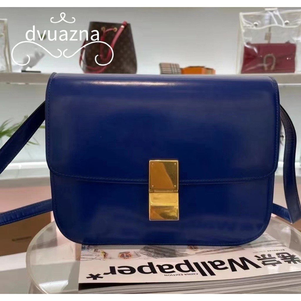 ,,ของแท้ CELINE Classic Box Tofu Square Bag Shoulder Crossbody Bag yutj ...