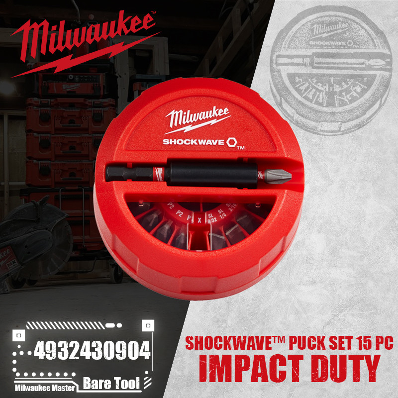 มิลวอกี 4932430904 Shockwave™ Impact DUTY PUCK ชุด 15 ชิ้นอุปกรณ์เสริม ...