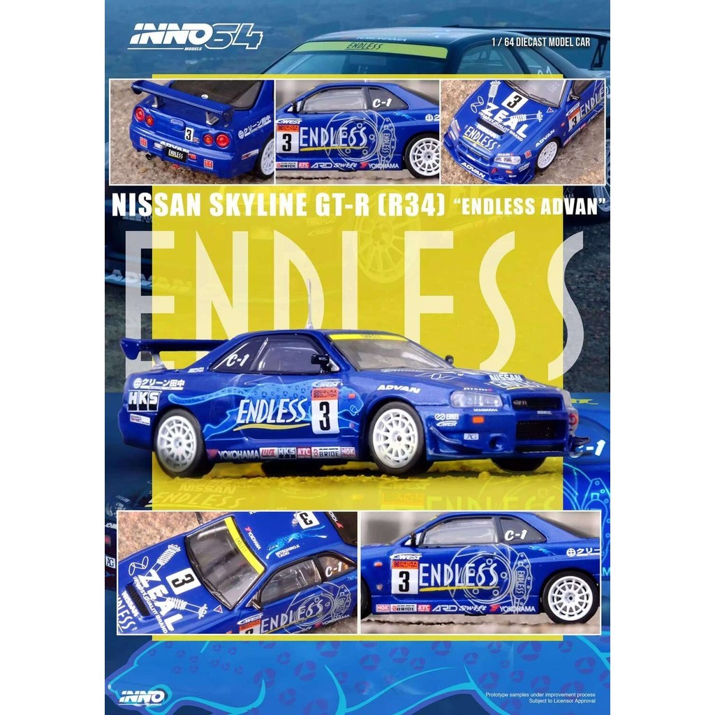 INNO 1:64 Nissan GTR R34 #3 โมเดลรถอัลลอย ENDLESS ADVAN | Shopee Thailand