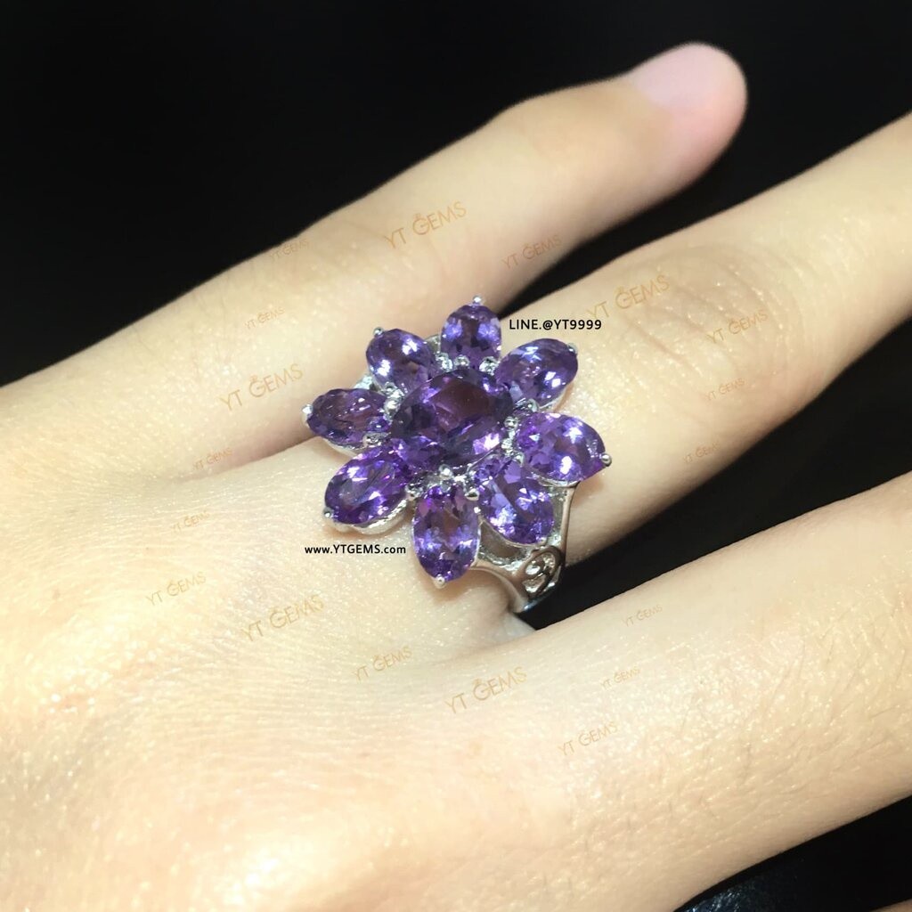 แหวนอเมทิสต์ แหวนเงินแท้ ชุบทองคำขาว พลอยอเมทิสต์แท้ YTG-11421 | Shopee ...