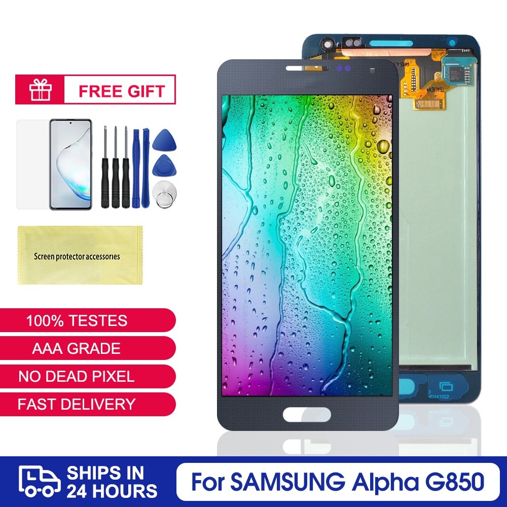 ในสต็อก LCD ต้นฉบับสําหรับ Samsung Galaxy Alpha G850 จอแสดงผล LCD Touch Screen Digitizer ...