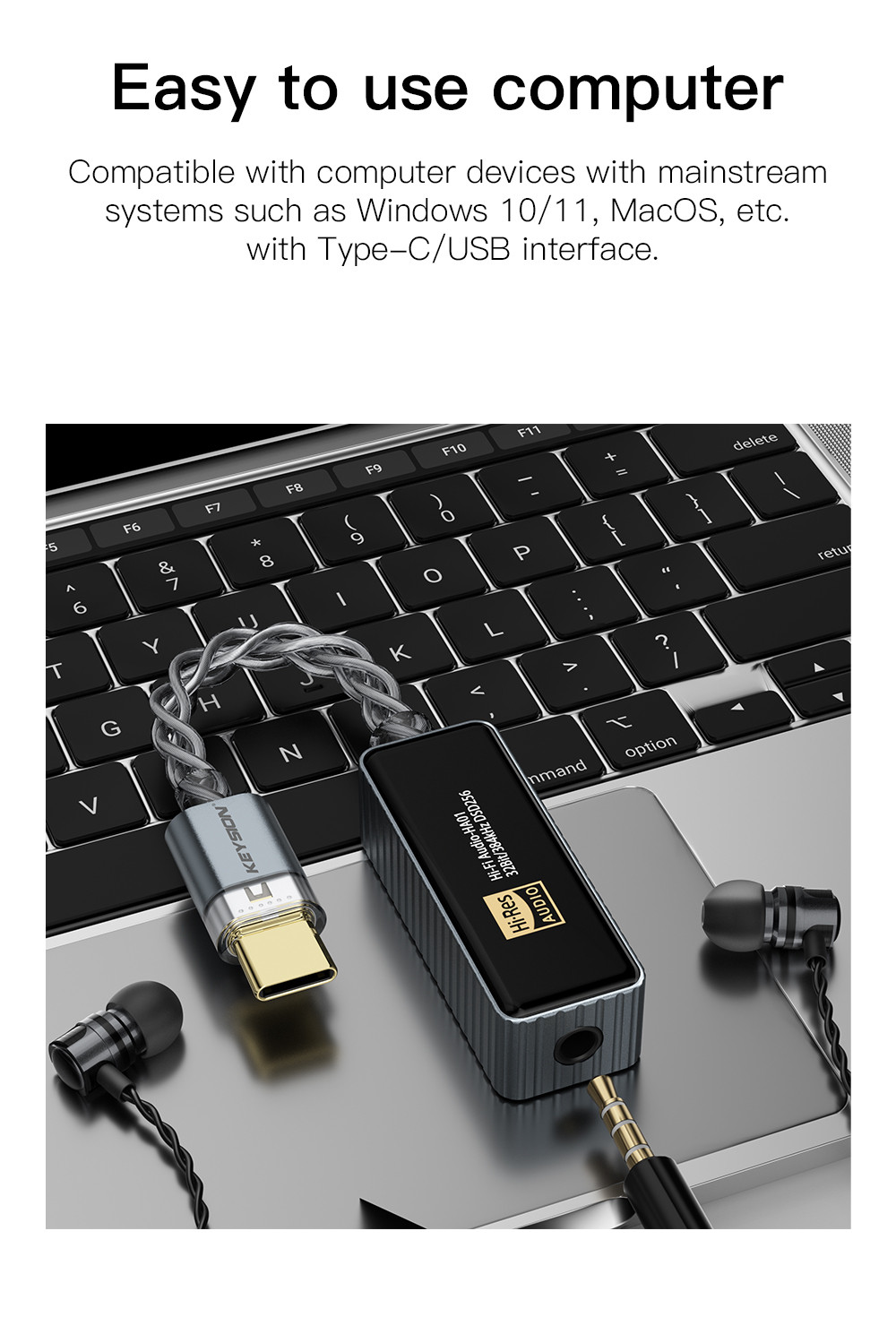 Keysion 384kHz DSD256 CS43198 + CT7601 แบบพกพา USB DAC เสียง HiFi ถอด ...