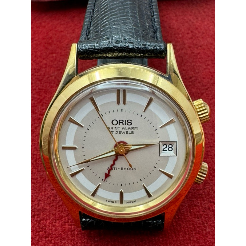 ORIS WRIST ALARM 17 Jewels Anti-Shock ระบบไขลาน ตัวเรือนทองชุบ นาฬิกา ...