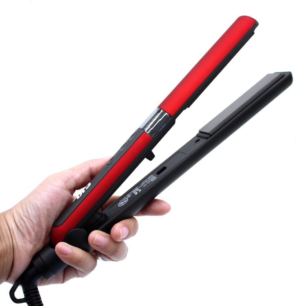 เครื่องหนีบผมไฟฟ้า หนีบผม ที่ม้วนผม รุ่น CKL-666 (สีดำ/แดง) | Shopee Thailand