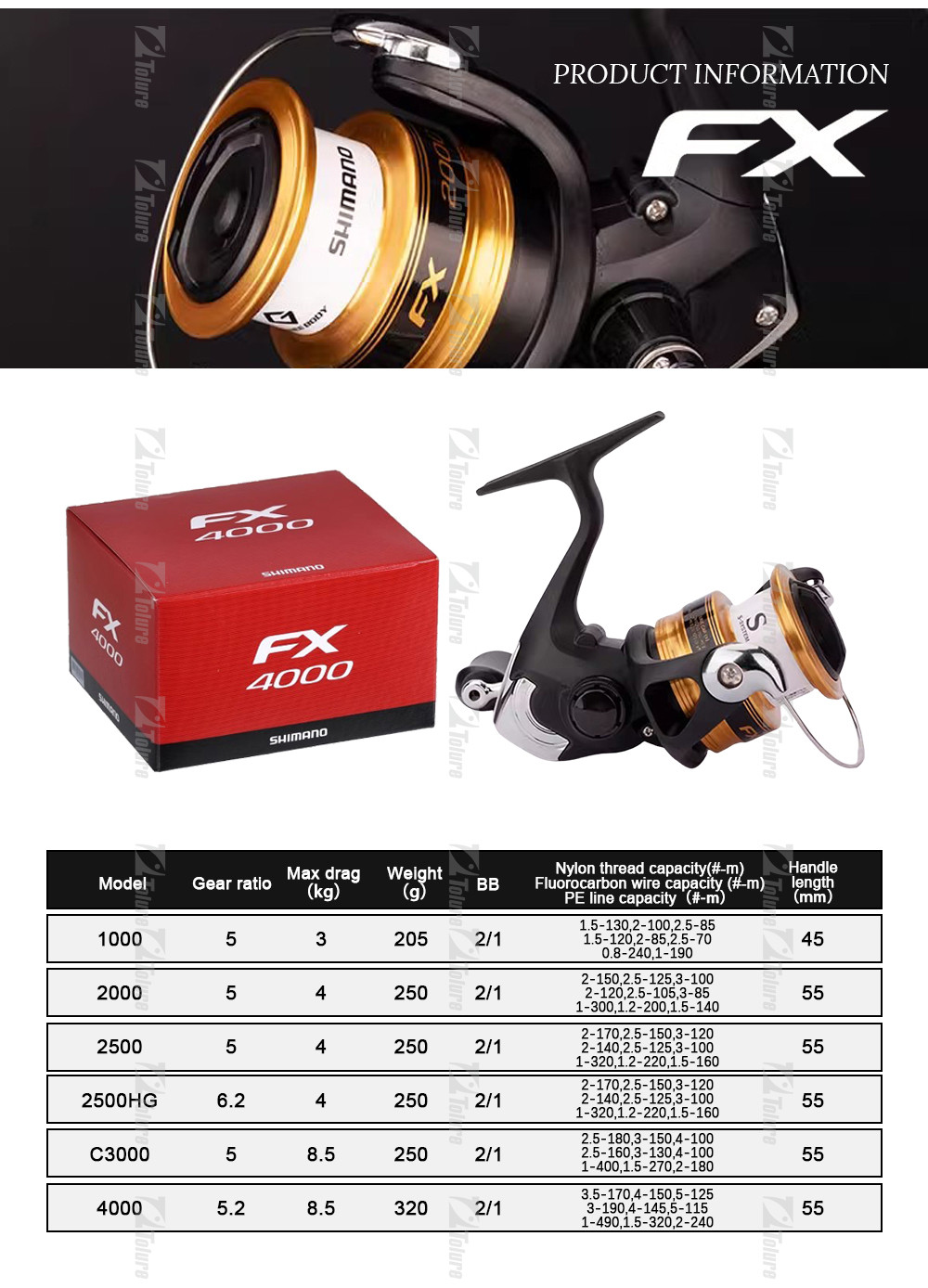 Shimano FX Spinning Fishing Reel น้ําทะเลน้ําจืด 1000-4000 AR-C Spool 2 ...