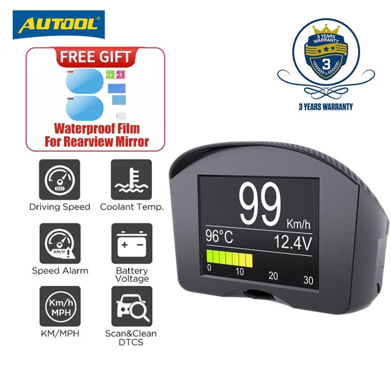 ในสต็อก AUTOOL X50 Plus รถ OBD2 HUD เมตรดิจิตอลอุณหภูมิน้ํา Monitor ...