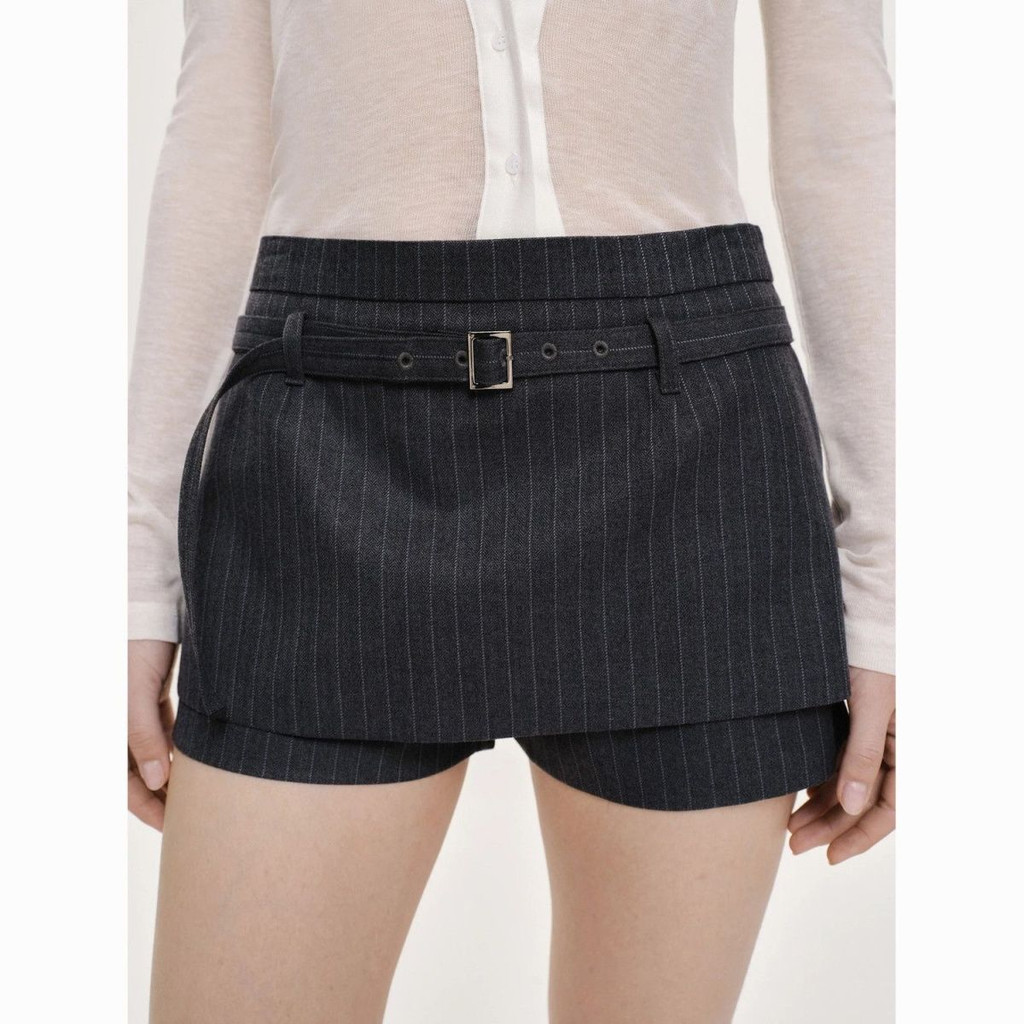 Shanmieleng Retro สีเทาชุดลําลองกางเกงขาสั้น All-Match ปลอมสองชิ้น ...