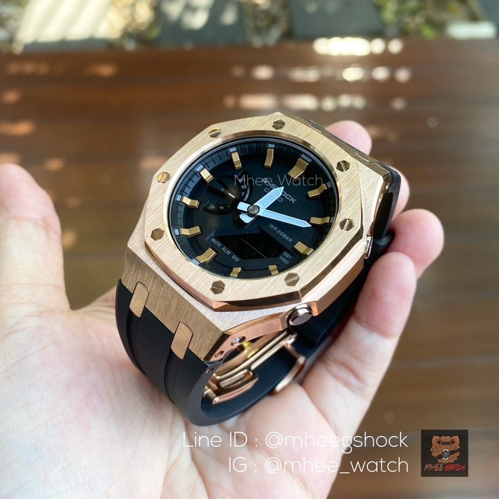 G-Shock Ga-2100 Custom AP Stainless สายRubber Black Rose gold GEN3 ใหม่ ...