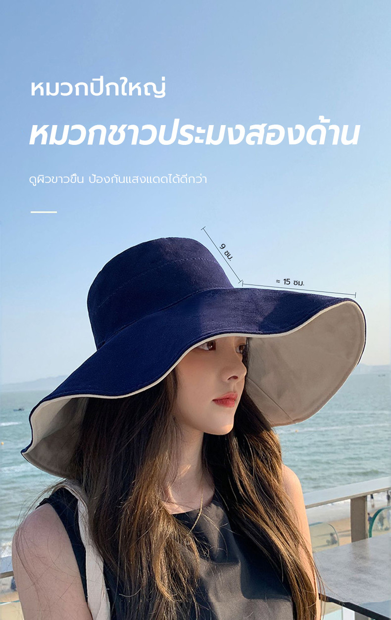 หมวกกันแดด หมวกกันยูวี ปีกกว้าง 15 CM UPF50+ กันฝุ่น กันร้อน | Shopee ...