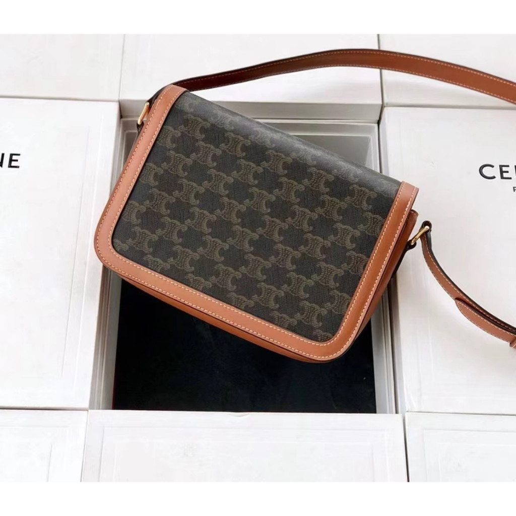CELINE MINI CLAUDE IN TRIOMPHE CANVAS AND CALFSKIN กระเป๋า CLAUDE11 ...