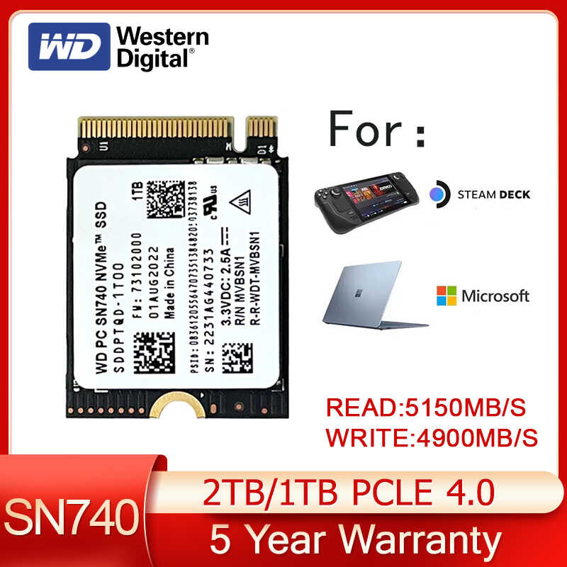 ใหม่ WD 7 SN740 2TB 1TB 512GB 256GB M.2 NVMe 2230 PCI4.0x4 SSD โซลิดสเตทสำหรับ | Shopee Thailand