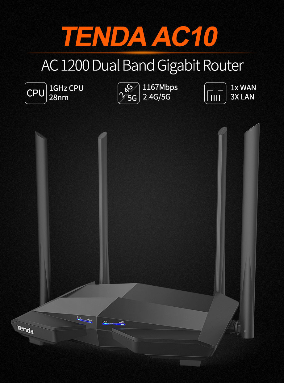 TENDA (AC10) AC1200 Dual Band Gigabit WiFi Router รับประกัน 4 ปี ...