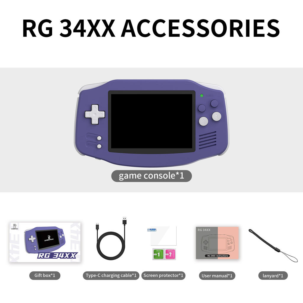 ANBERNIC RG 34XX คอนโซลเกมมือถือ 3.4 IPS 720*480 หน้าจอ Linux 64-bit ...